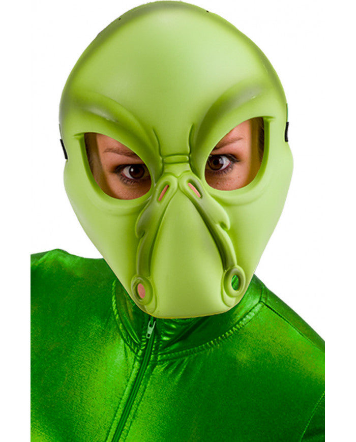 MASCHERA ALIENO VERDE IN PLASTICA RIGIDA — Divertilandia.it